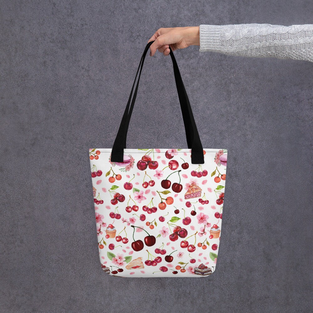Cherry Cottage Core Tote Bag Garden Aesthetic Botanical Cherry Print ...