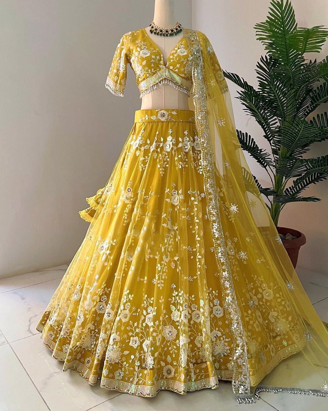 Designer Yellow Haldi Lehenga Choli for Women, Fully Stitch 3pc Set of ...