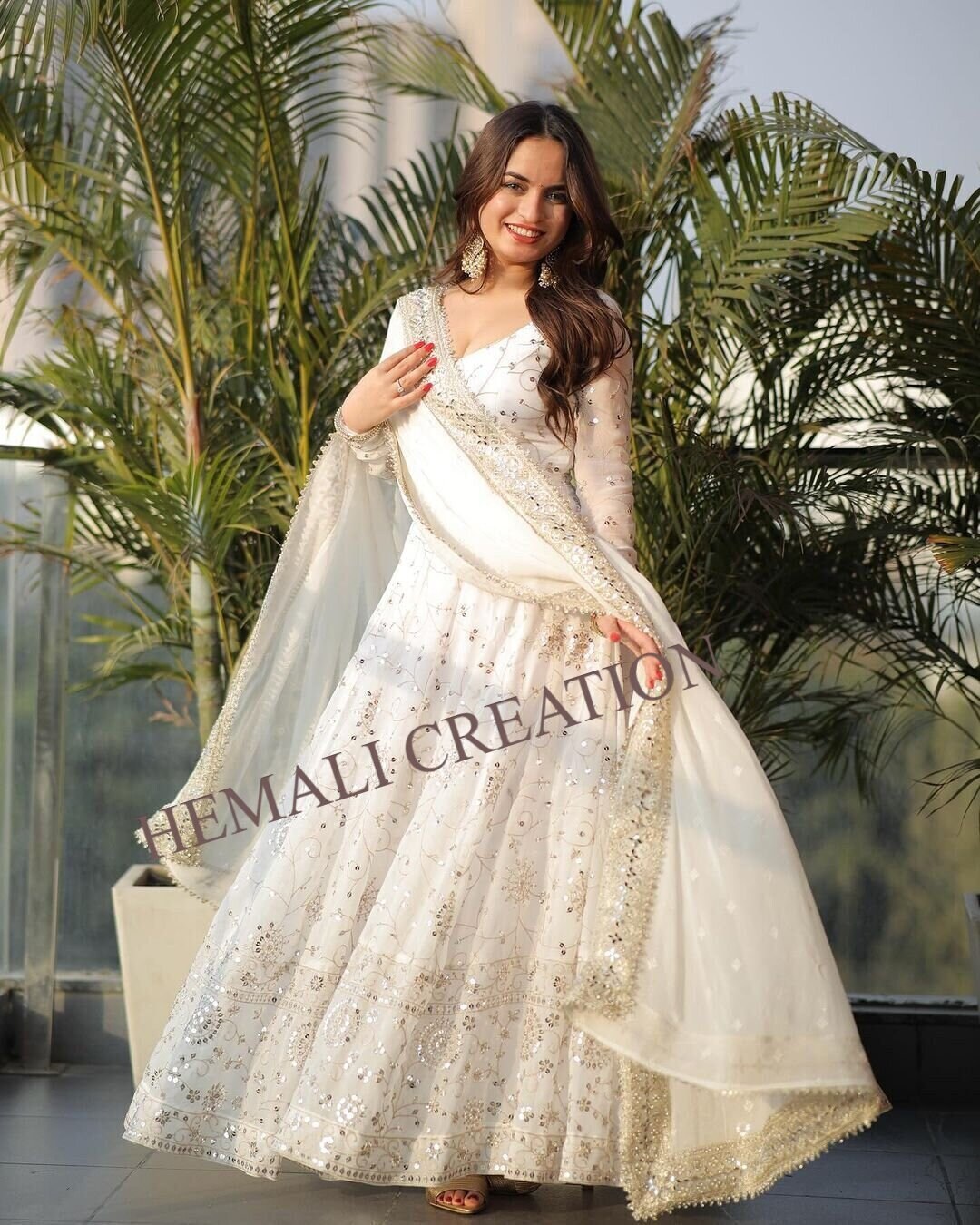 Festival Look Georgette Gown With Dupatta, Partywear Anarkali Suit ...