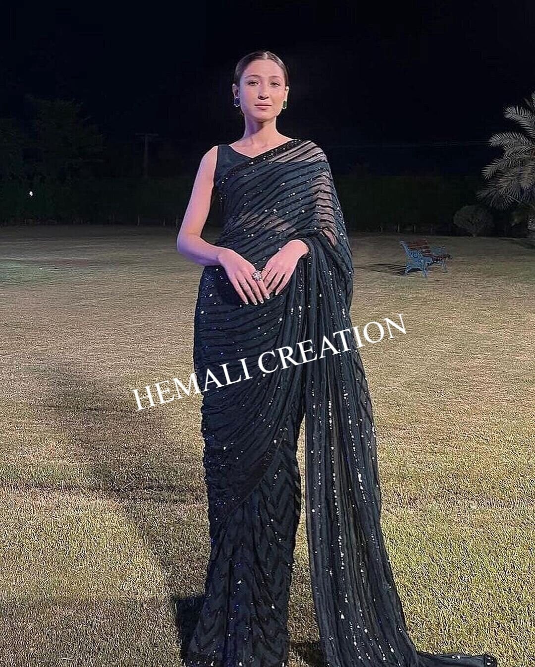 Indian Bridal Look Saree Bollywood Sequence Saree Sequin Saree Sequence ...