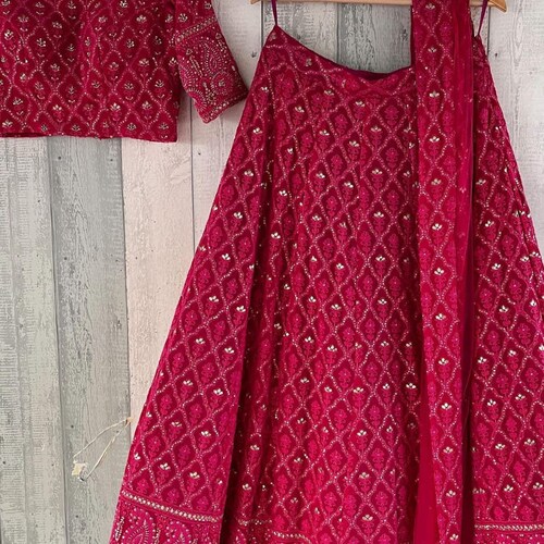 Georgette Lehenga Choli Multi Color Embroidery Work and - Etsy