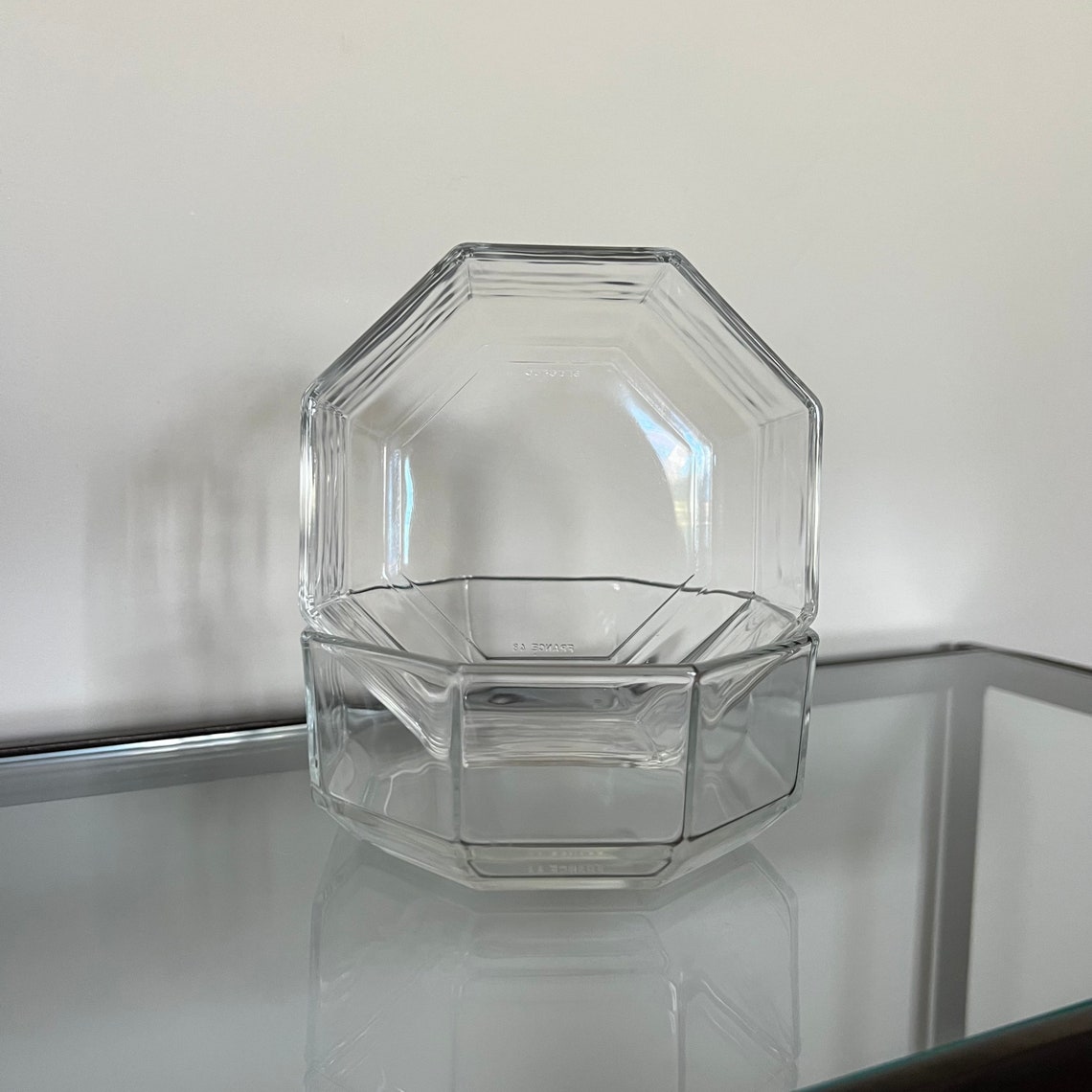 Vintage Clear Glass Arcoroc Octime Bowls Set of 2 Post-modern Octagon ...
