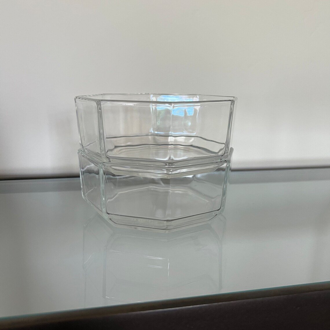 Vintage Clear Glass Arcoroc Octime Bowls Set of 2 Post-modern Octagon ...
