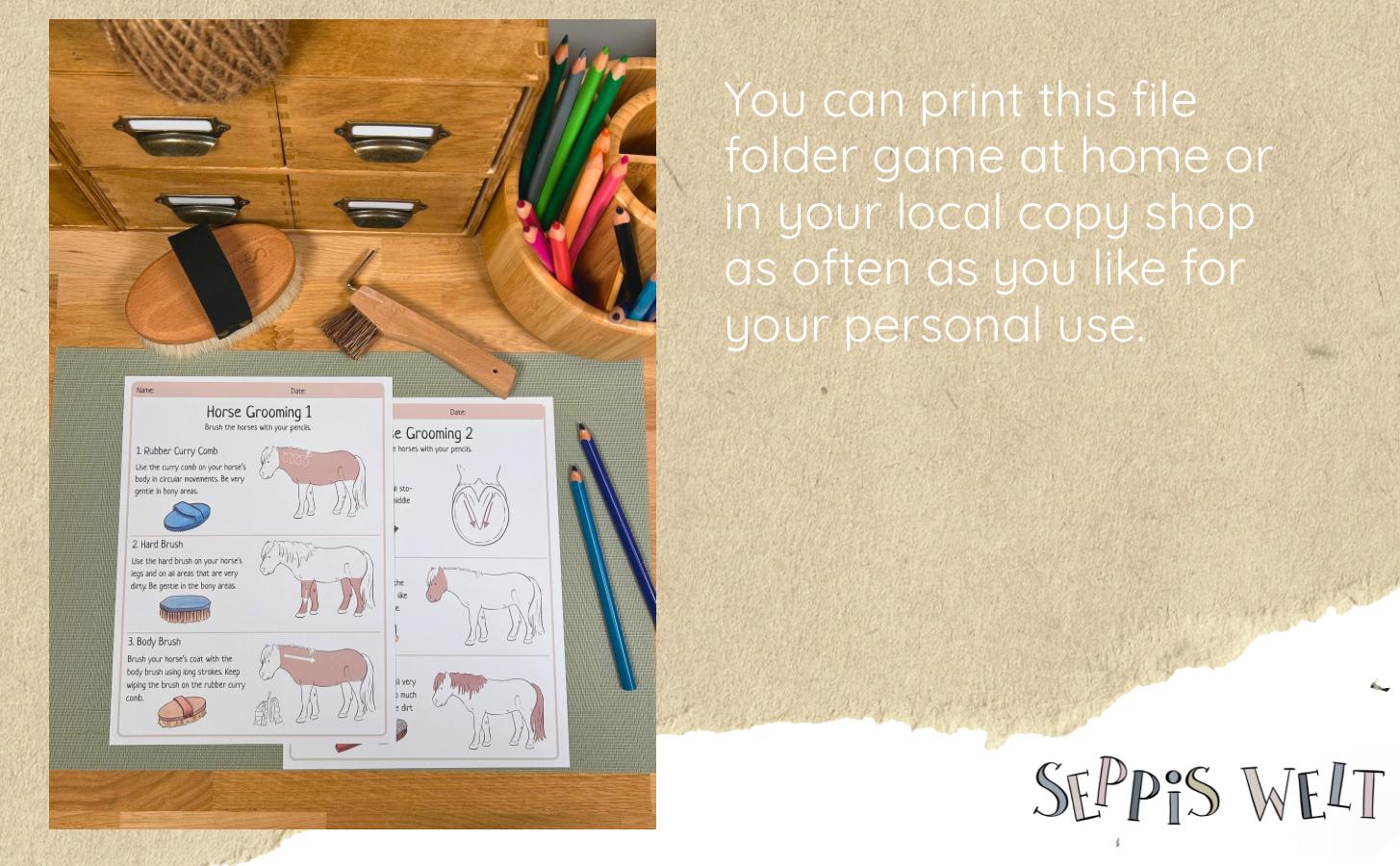 Horse Grooming Tools Printable Worksheets – Horse Care Activity Pages ...