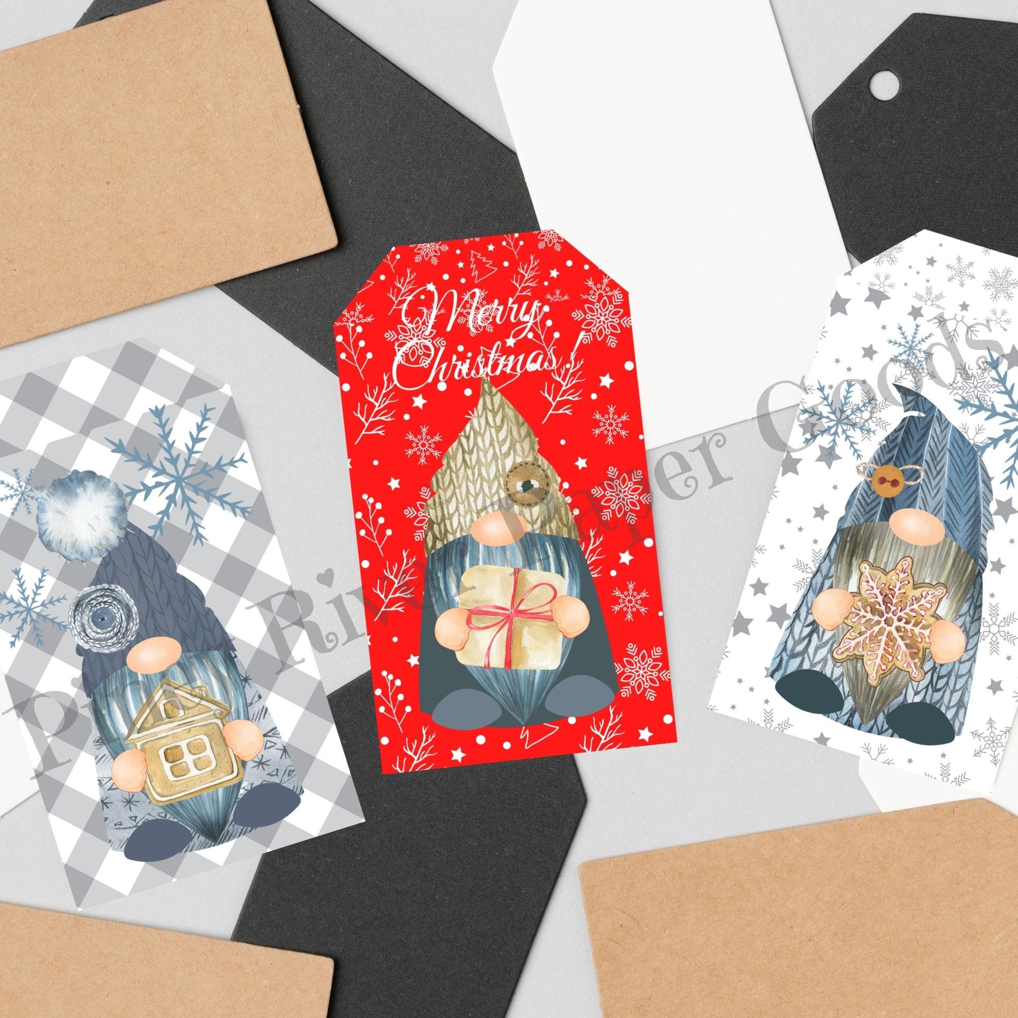 Gnome Gift Tags, Set of 9, Printable Gift Tags, Gnome Bag Toppers ...