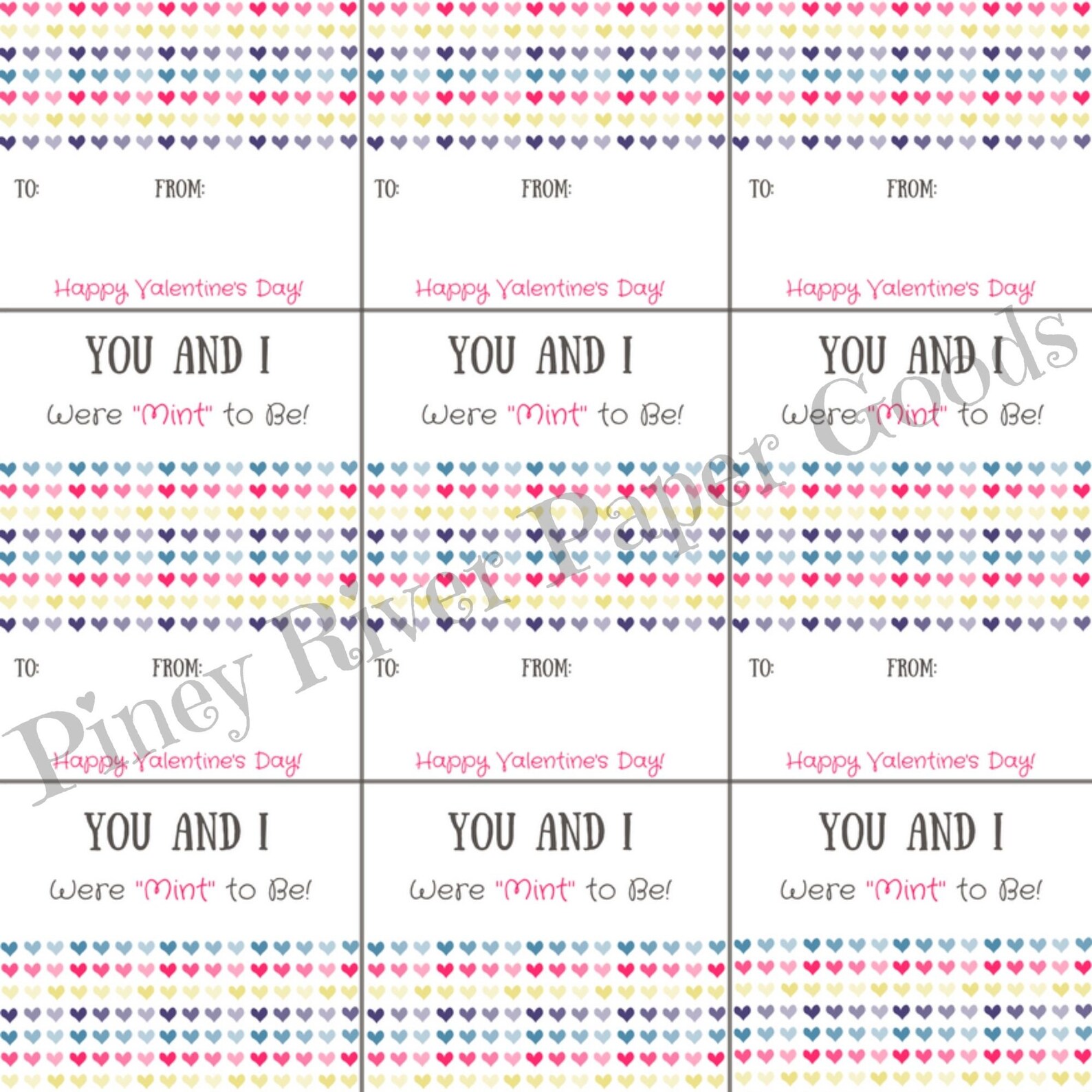 Printable "you and I Were Mint to Be" Valentines for Kids, Family ...