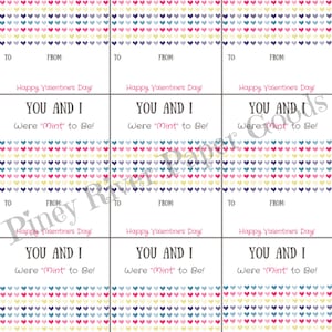 Printable "you and I Were Mint to Be" Valentines for Kids, Family ...