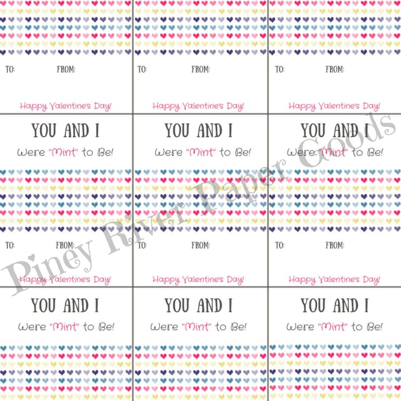 Printable "you and I Were Mint to Be" Valentines for Kids, Family ...