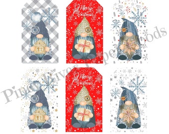 Snowman Gift Tags, Set of 9, Printable Gift Tags, Snowman Bag Toppers ...