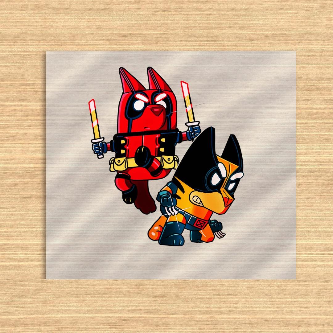 Dtf Ready to press Bluey Deadpool y Wolverine directo a la ...