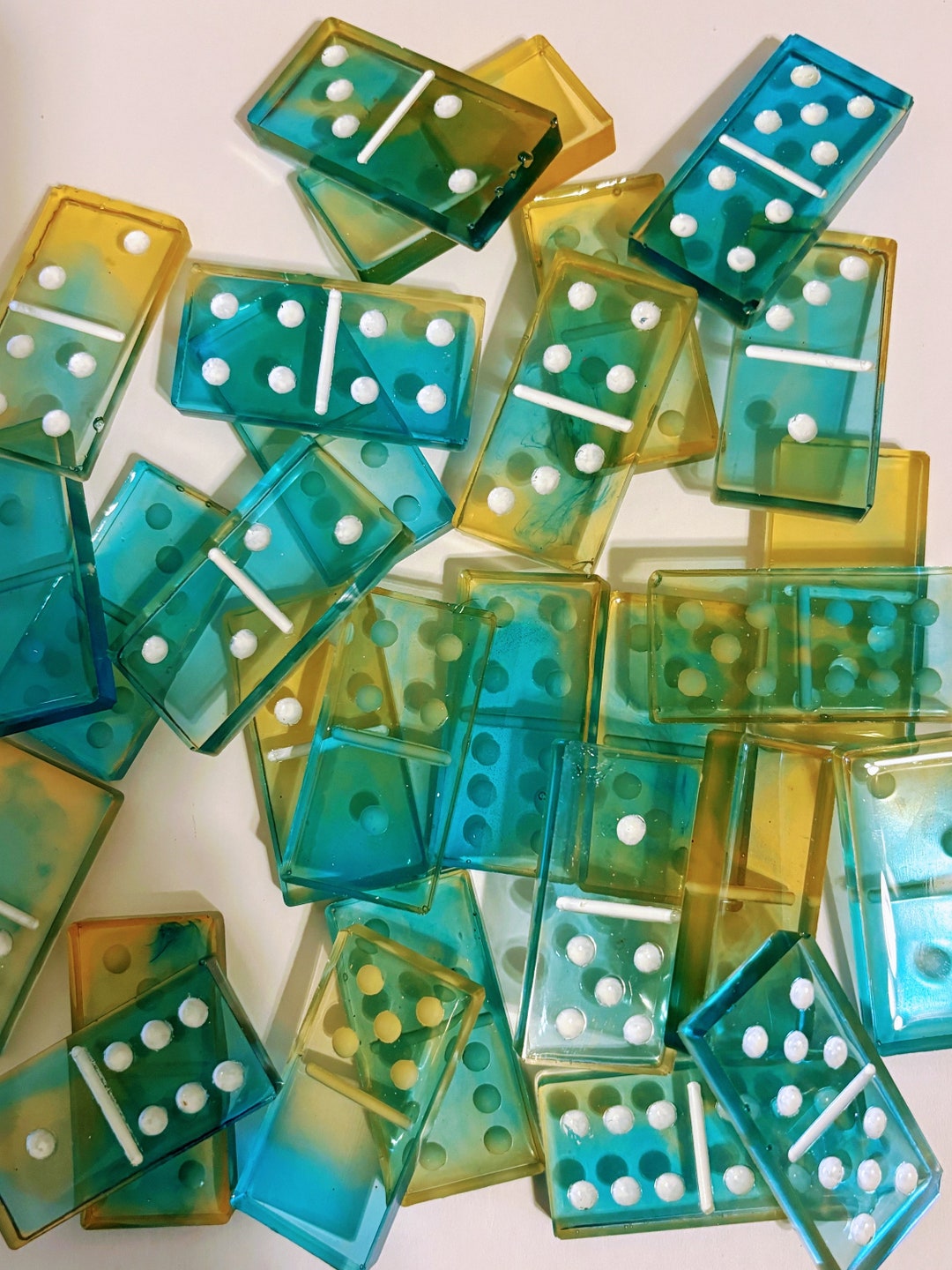 Clear Blue and Orange Dominoes - Etsy