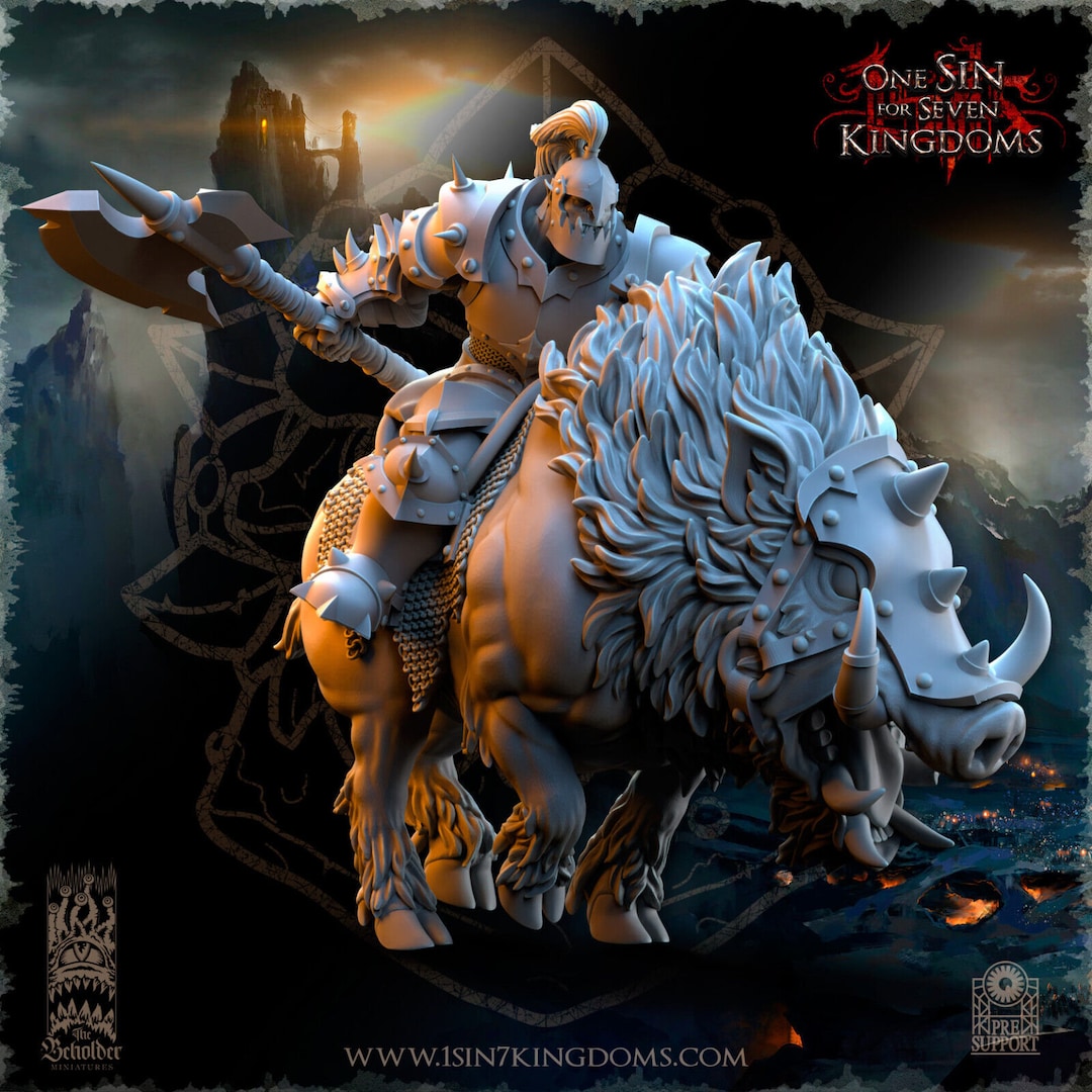 Orc Halberd Boar Rider A Fighter Beholder Minatures Dungeons and ...