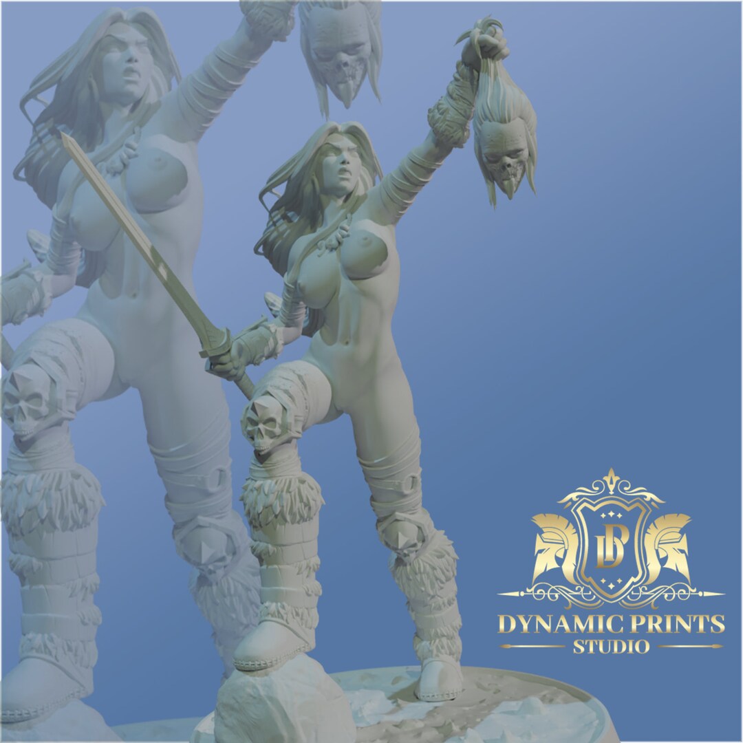 Sonja - Pinup Barbarian Fighter NSFW - Dynamic Prints D&D Mini Subject:nudes - Etsy