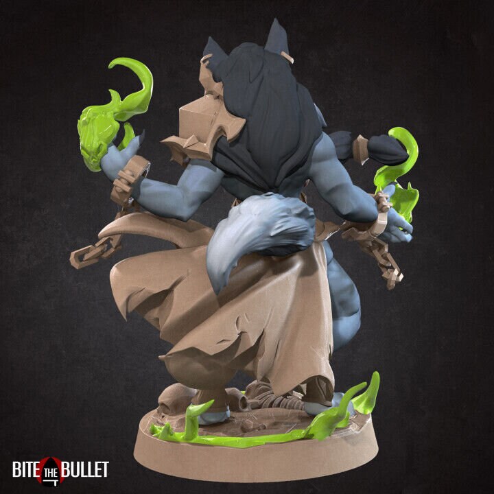 Worgen - Warlock Mage Sorcerer - Bite the Bullet Fantasy D&D Miniature ...