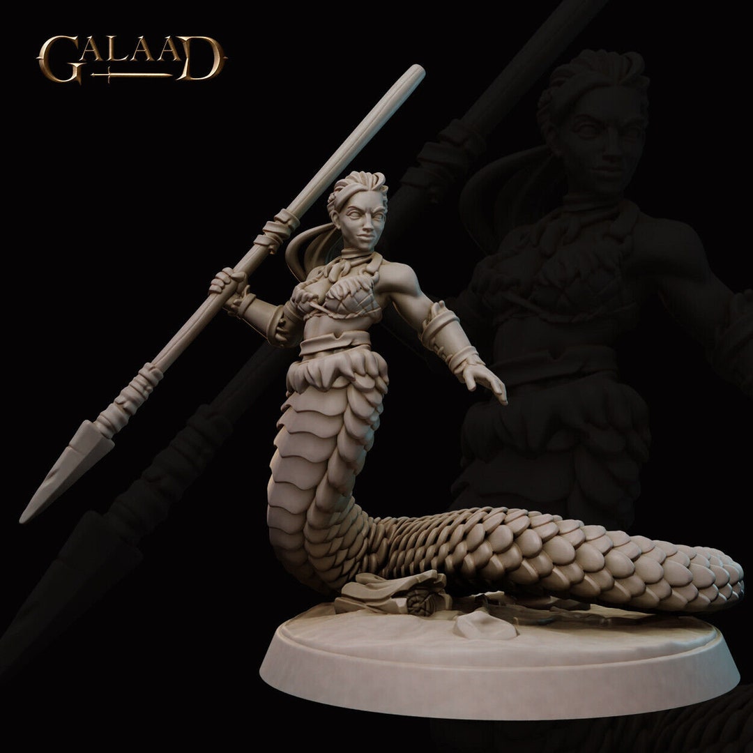 Naga Fighter With Spear - Galaad Miniatures - Fantasy Dungeons ...