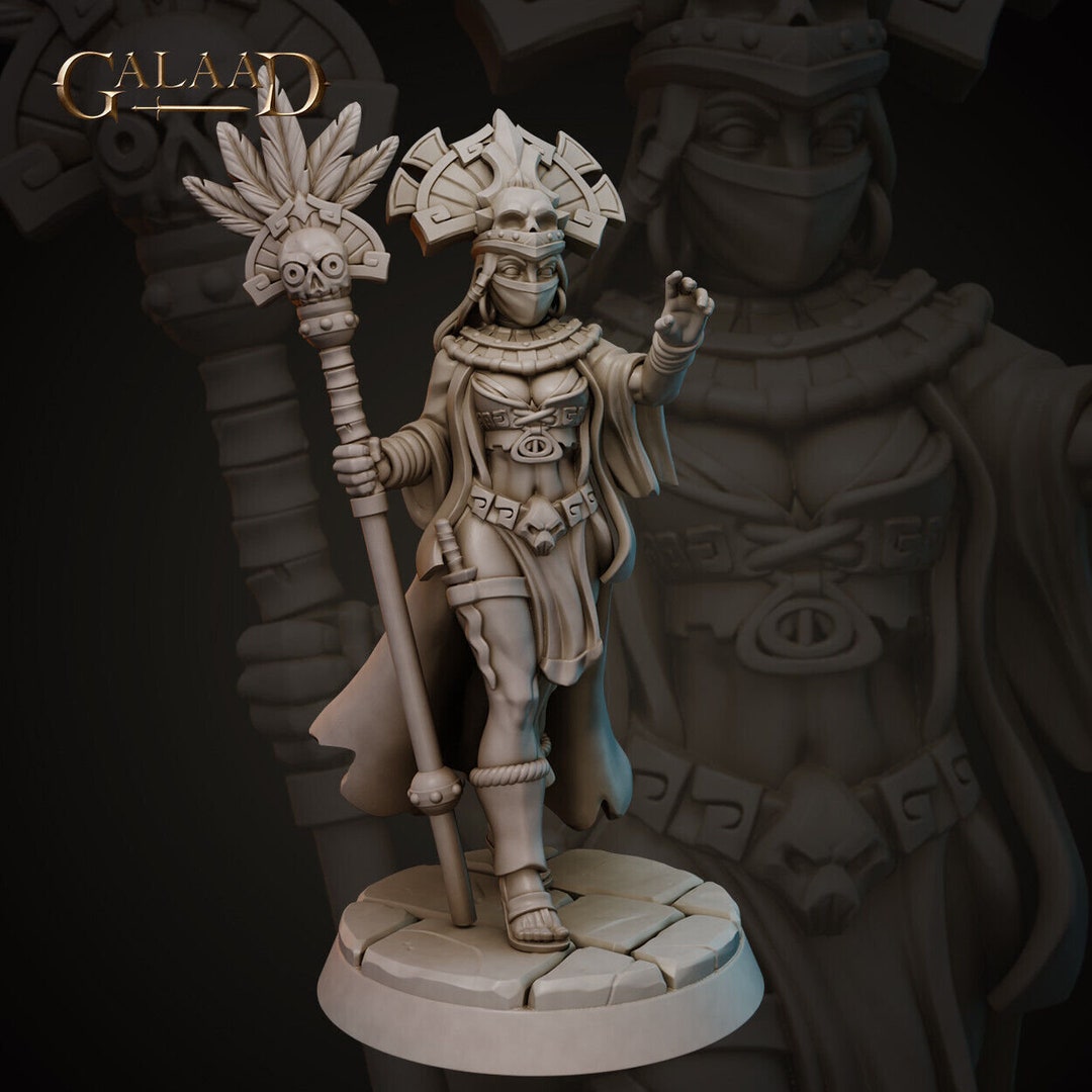 Aztec Sorceress B - Priest / Druid - Galaad Miniatures - Dungeons and ...