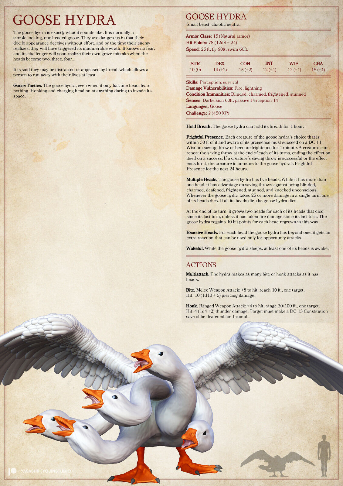 3x Goose Hydra Yasashii Monster Dungeons and Dragons 32mm - Etsy UK