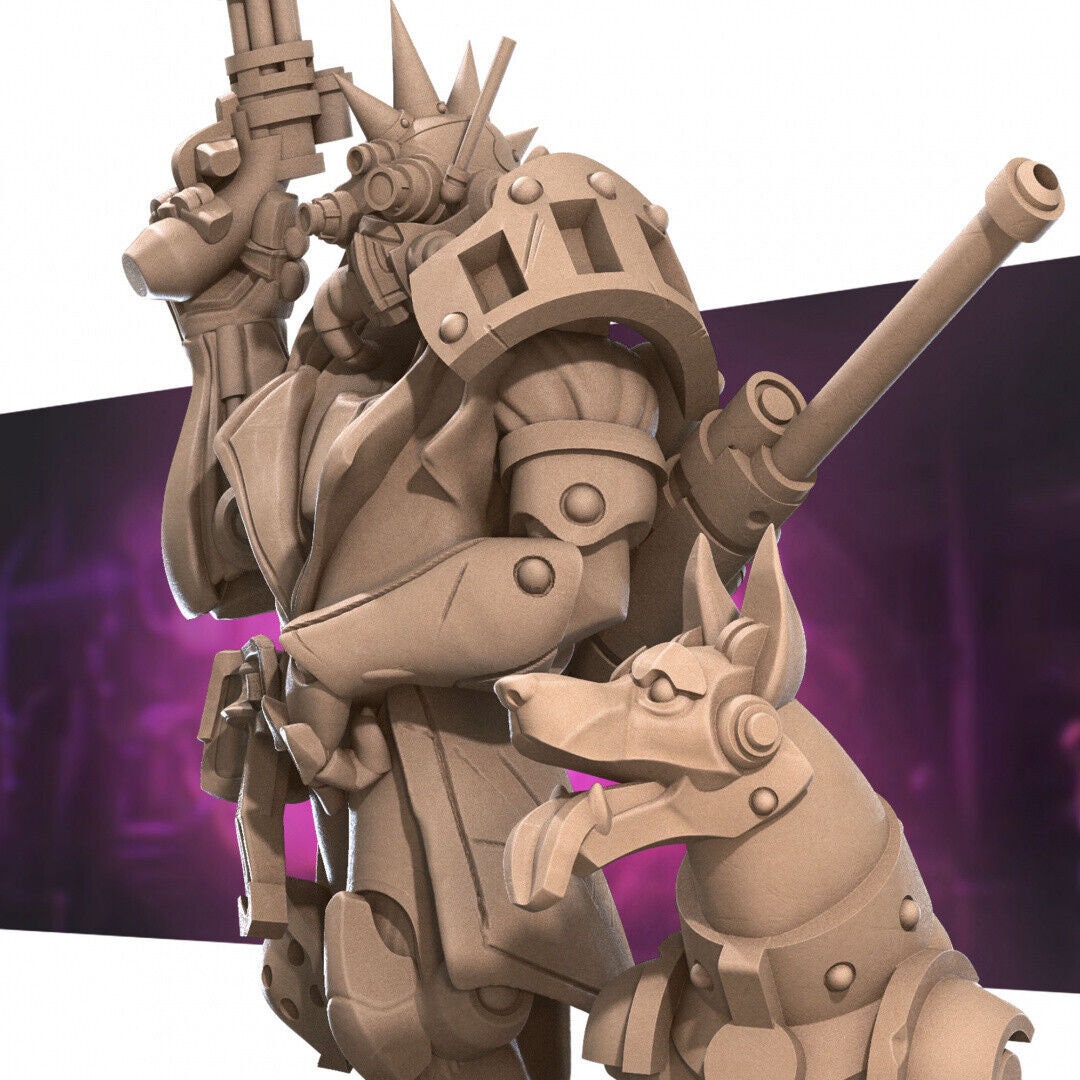 Warforged Artificer With Dog and Mohawk Bite the Bullet Fantasy D&D - Etsy