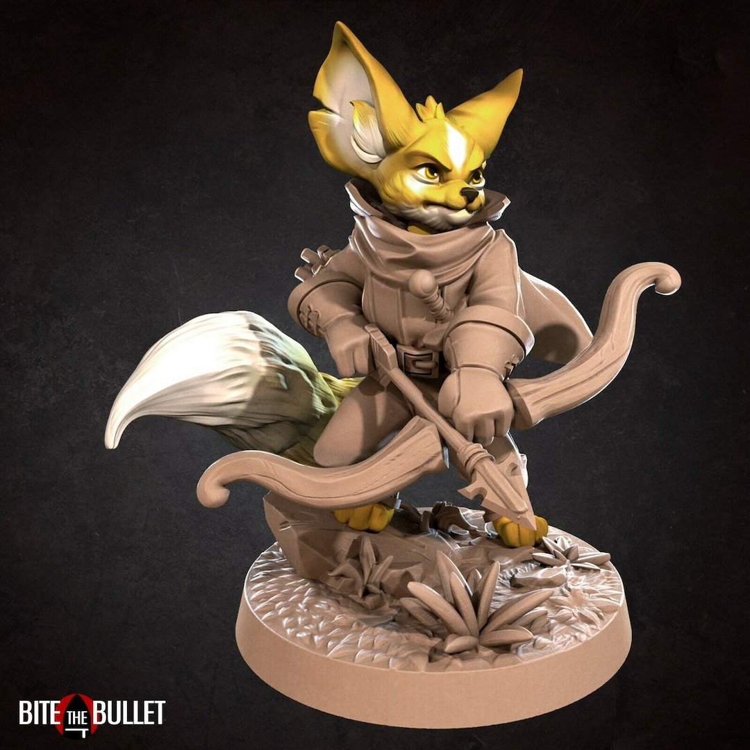 Foxfolk Ranger Bow Kitsune Hunter Bite the Bullet Fantasy D&D Miniature ...