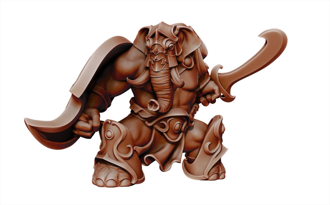 Loxodon Fighter Paladin Dungeons and Dragons Fantasy Miniature Tabletop ...
