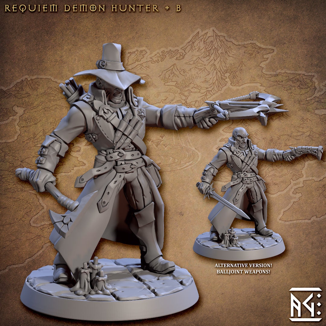 Demon Hunter B - Artisan Guild - Fantasy D&D Miniature - Etsy