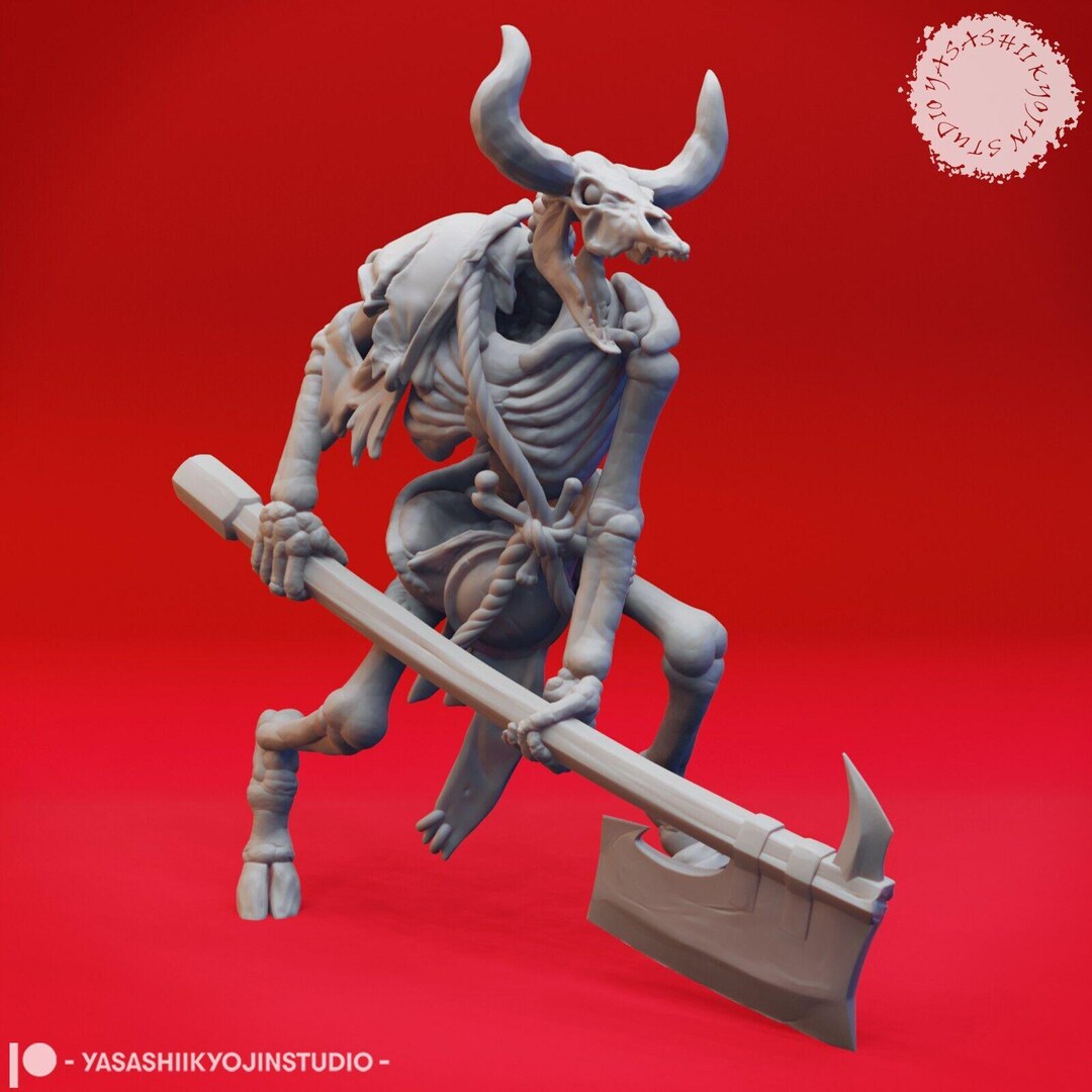 Undead Skeletal Minotaur - Monster - Yasashii - 32mm Fantasy D&D ...