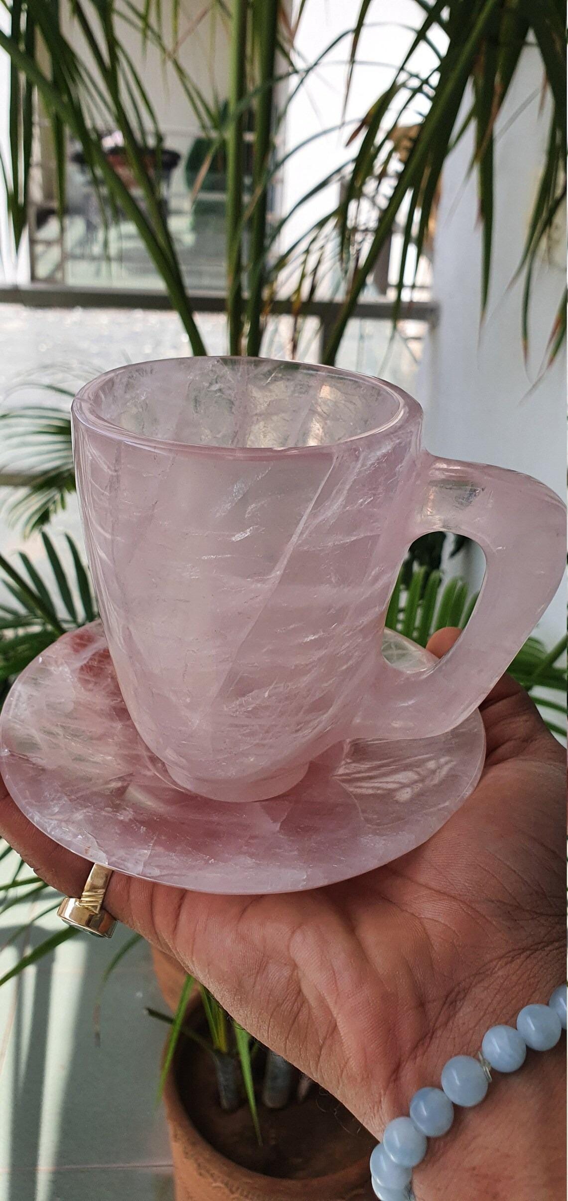 Handmade Rose Quartz Carving Cup & Saucer Set - 4 Inch - Etsy