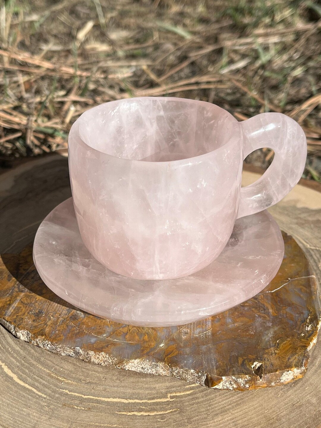 Handmade Rose Quartz Carving Cup & Saucer - Pink Gemstone Tea Set - Etsy