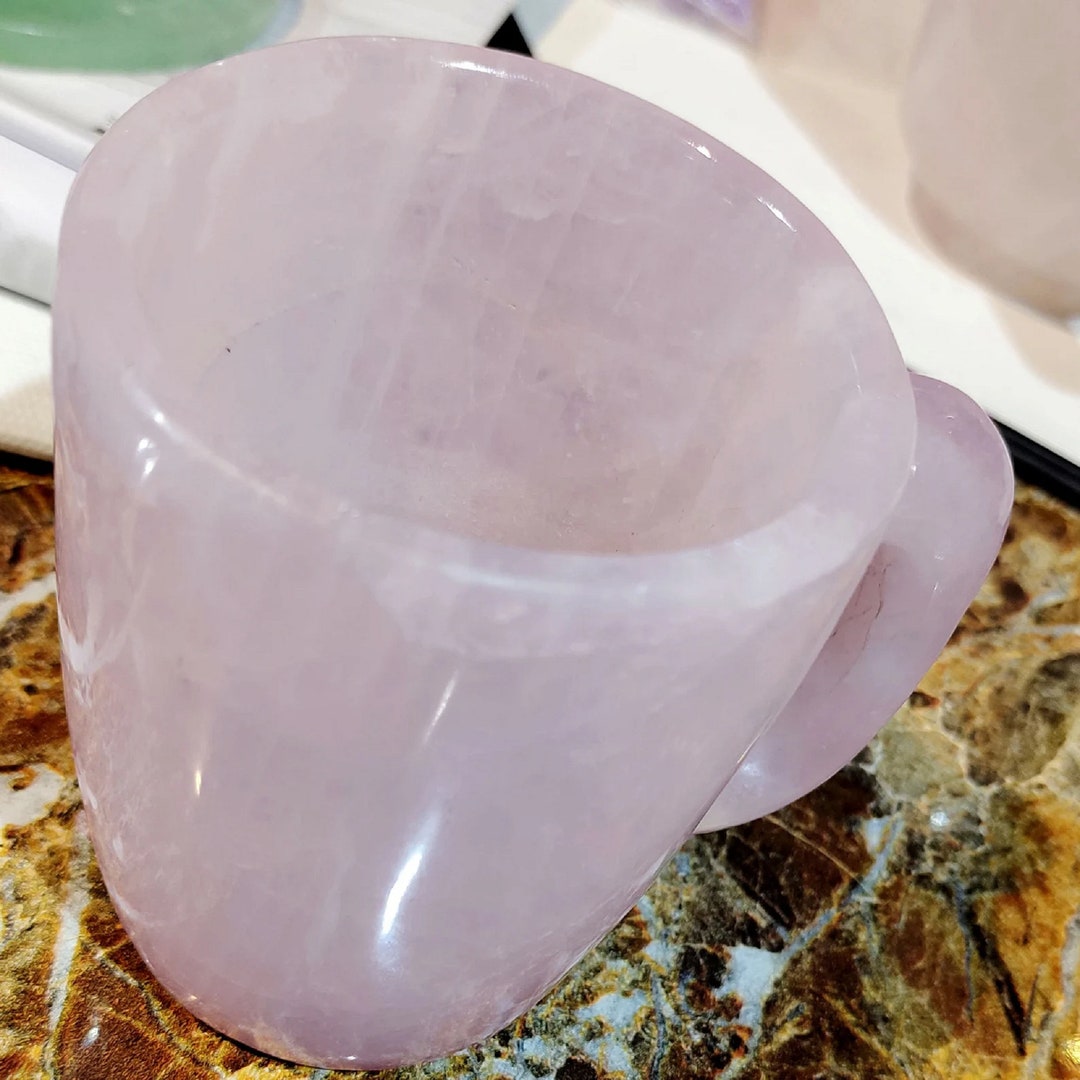 Handmade Rose Quartz Crystal Cup: Heart-shaped Gemstone Decor - Etsy