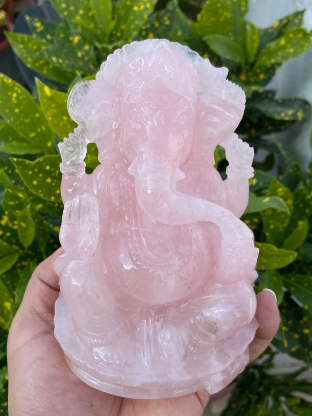 Rose Quartz Ganesh- Entryway Statue- Ganesh Sculpture- Ganesh Statue ...