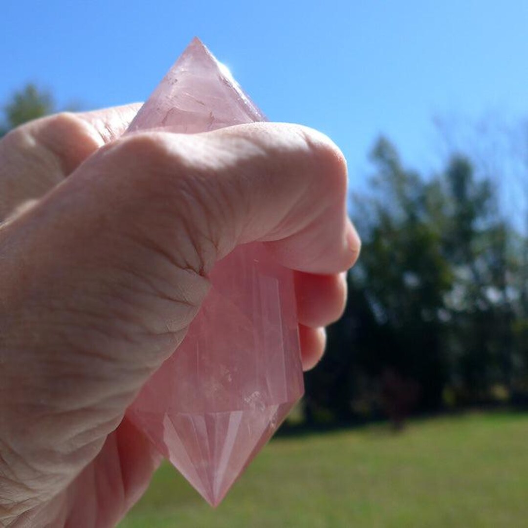 48 Facet Rose Quartz Vogel Wand | Hand-faceted Healing Crystal - Etsy