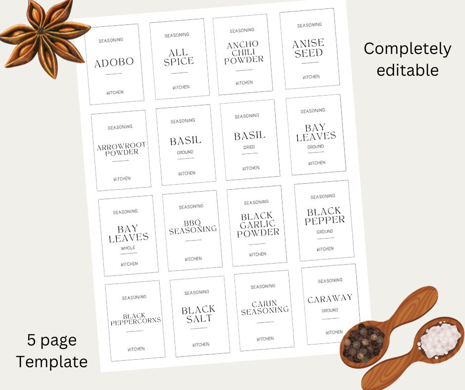 Spice Label Template - Etsy