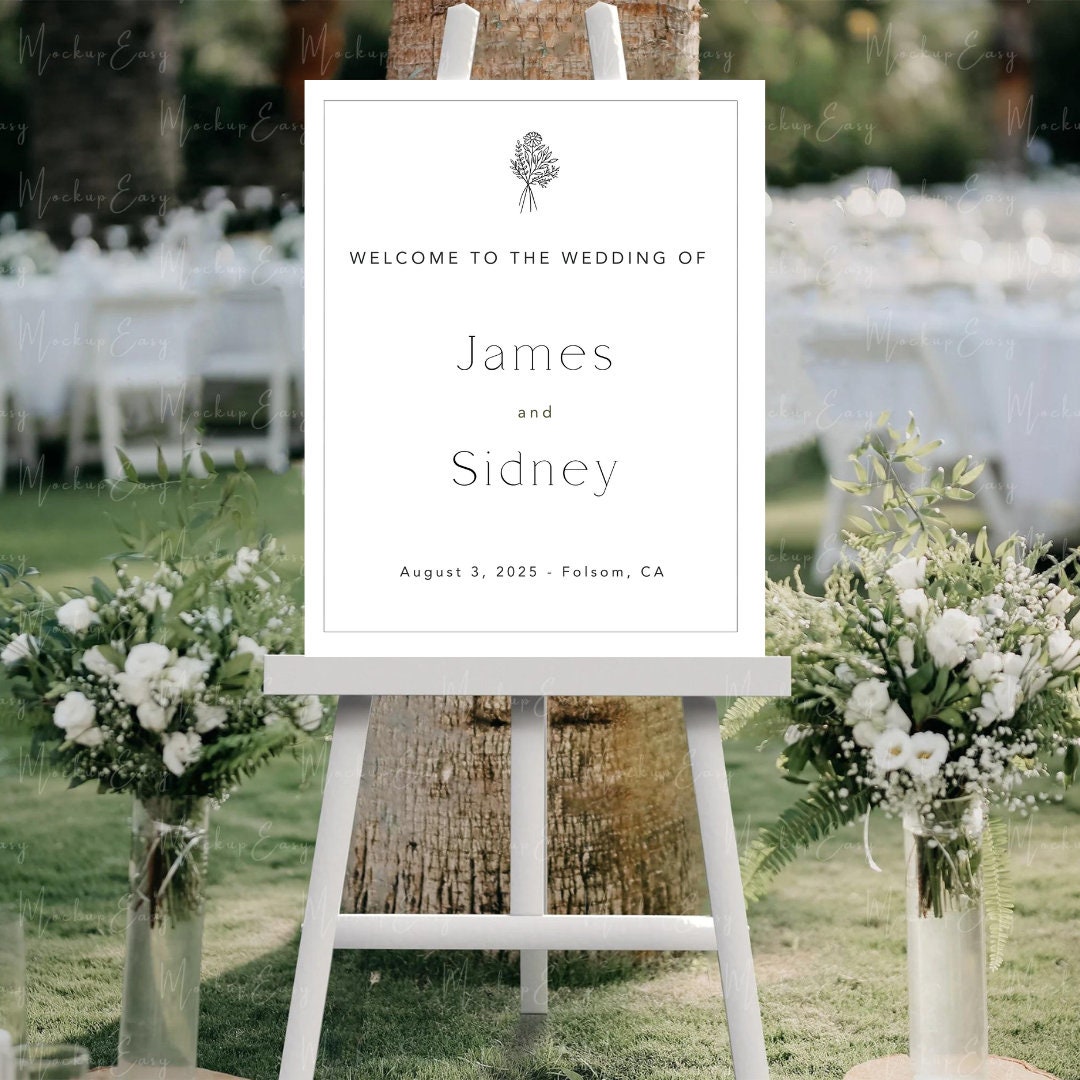 Wedding Welcome Sign, Simple Welcome Sign, Elegant Welcome Sign - Etsy
