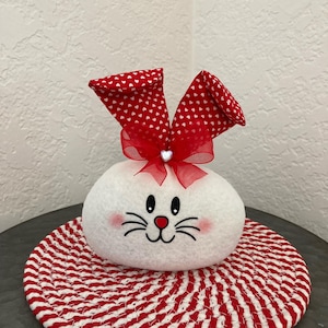Fabric Valentine Rabbit/stuffed Valentine Rabbit/tiered Tray Valentine ...