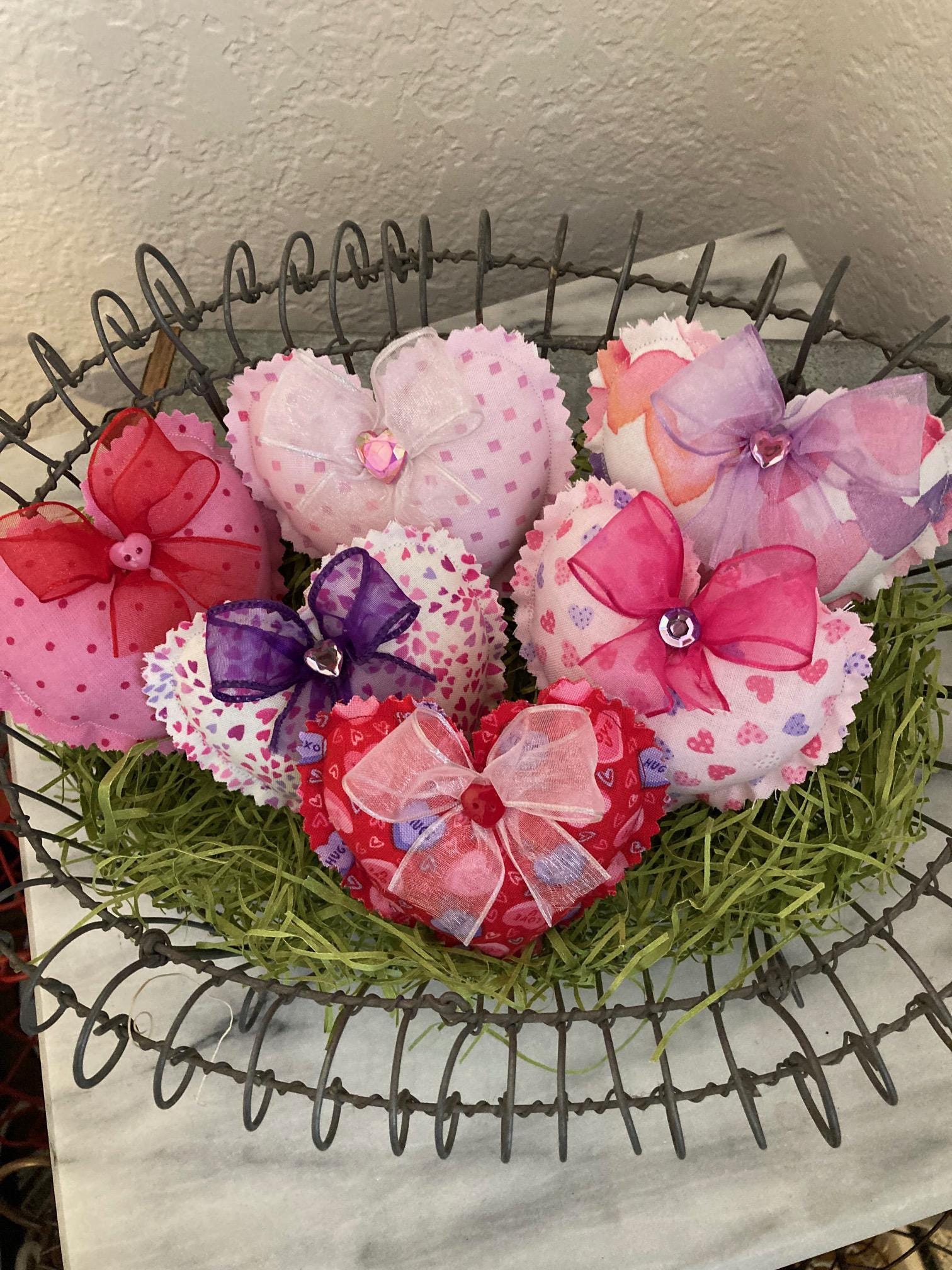 Fabric Heart Pillows/stuffed Hearts/valentines Day Hearts/valentines ...