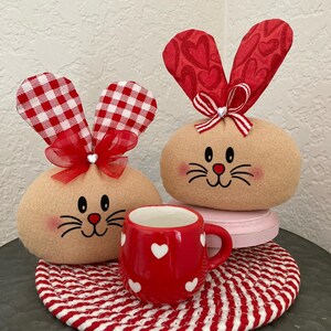 Fabric Valentine Rabbit/stuffed Valentine Rabbit/tiered Tray Valentine ...