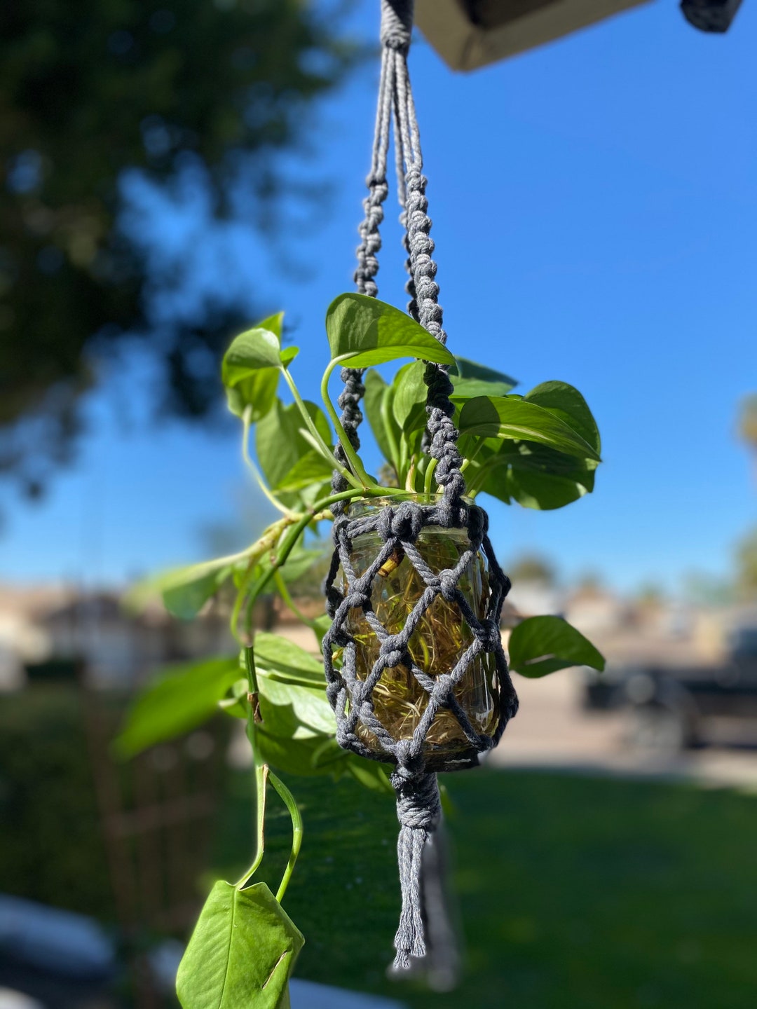 Gray Macrame Rooting Jar/bud Vase or Light Hanger - Etsy