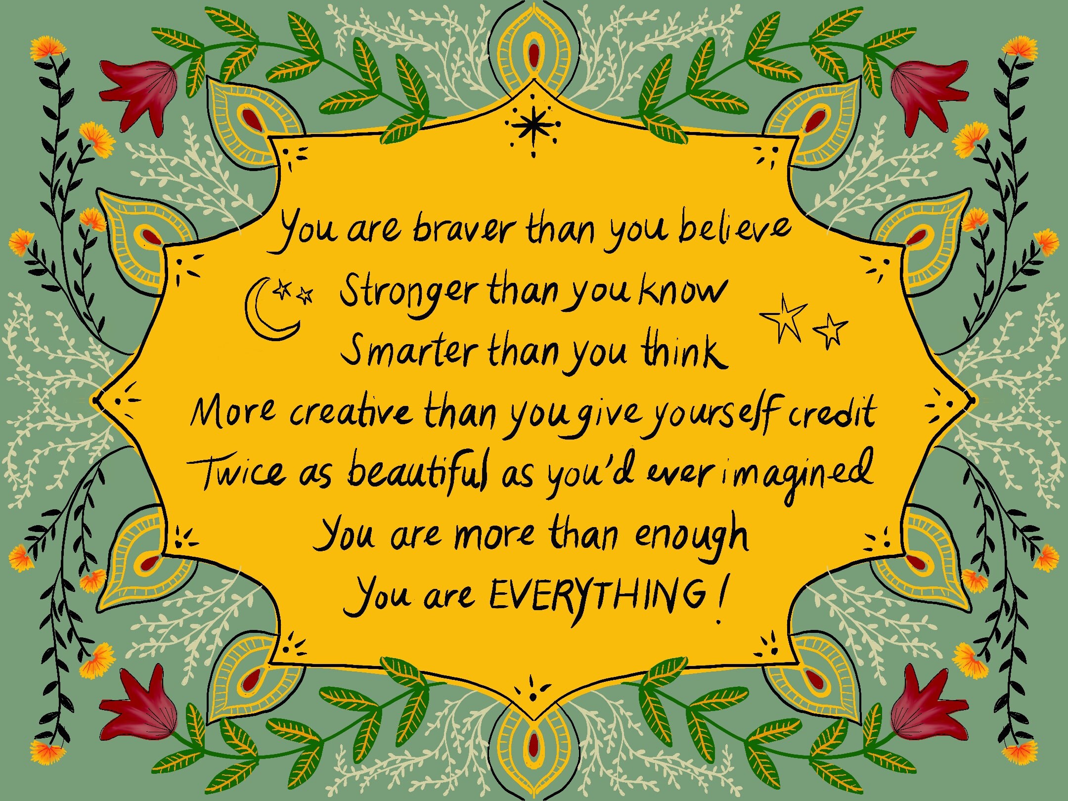 You Are Brave Art Print, Mom Gift, Confidence Art, Boho Prints, Digital ...