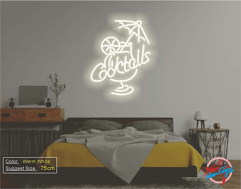 Custom Cocktail Neon Sign - Bar Decor LED Light, Personalized Alcohol ...