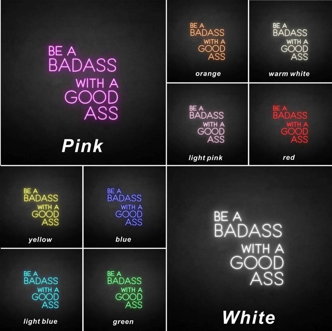 Be a badass neon sign handmade custom led neon signwedding | Etsy