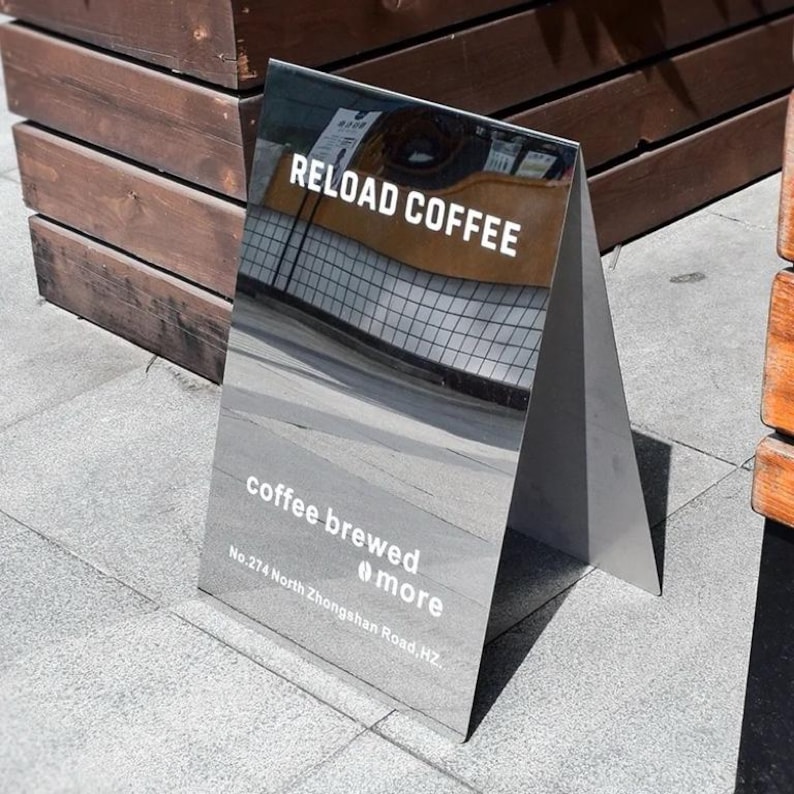 Custom Outdoor Standing Sign | Stainless Steel A-frame Board | Cafe ...