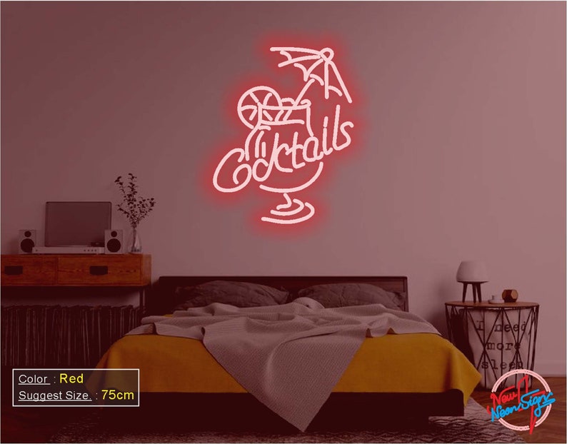 Custom Cocktail Neon Sign - Bar Decor LED Light, Personalized Alcohol ...