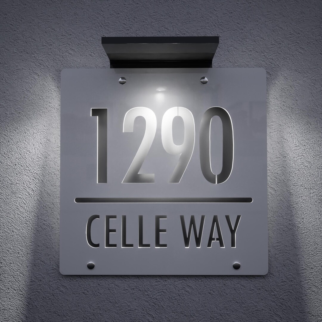 Solar Illuminated Address Sign | Wireless House Numbers | Automatic ...