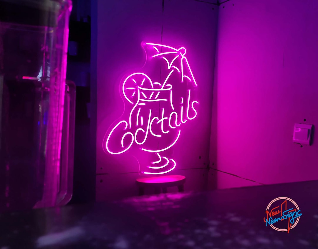Custom Cocktail Neon Sign - Bar Decor LED Light, Personalized Alcohol ...
