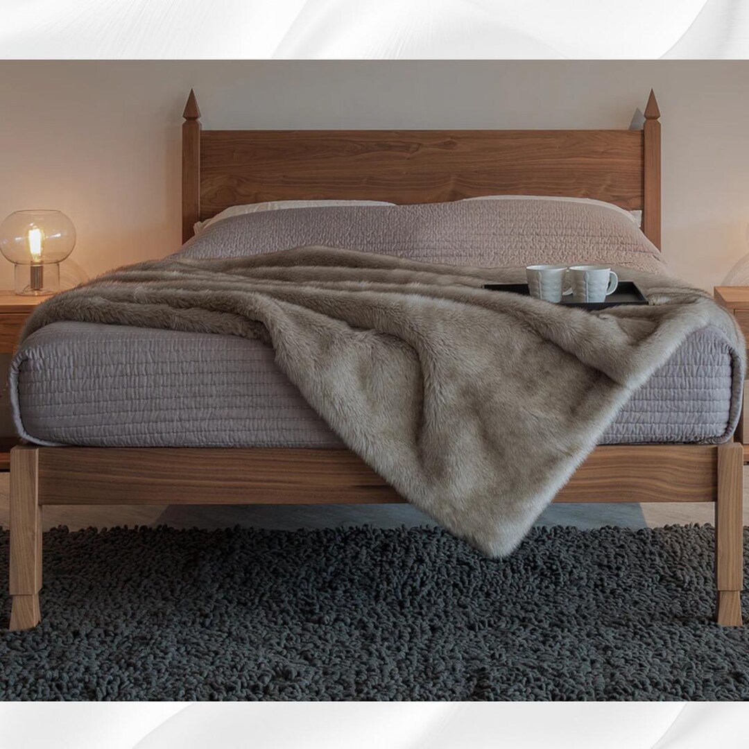 Aidan Walnut Wood Bed – Solid Walnut Platform Bed Frame – Handmade Low ...