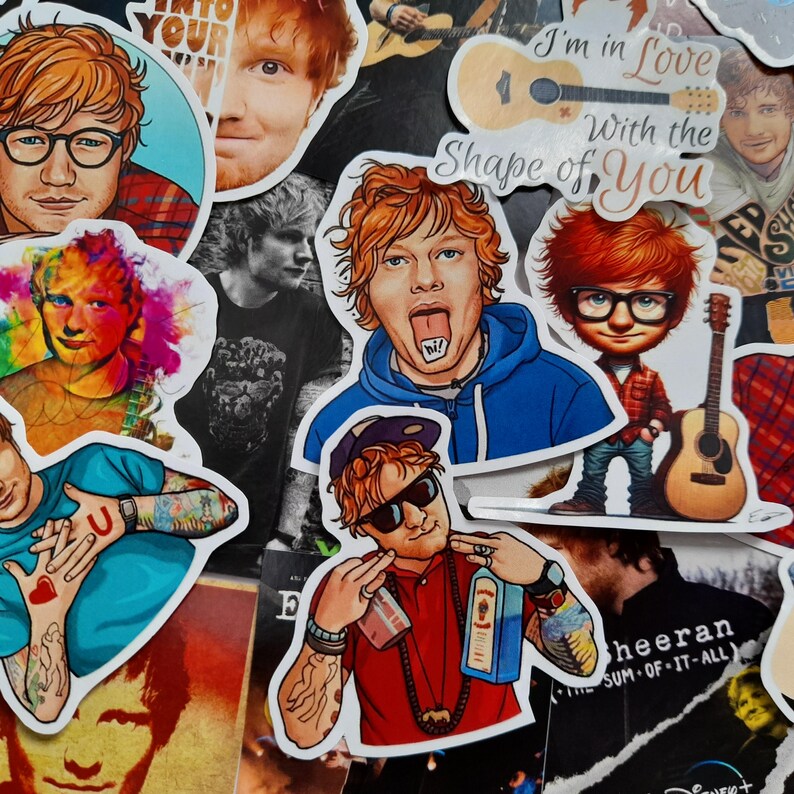 Ed Sheeran Sticker Pack Unique Music Decals for Fans, Laptops, Water ...