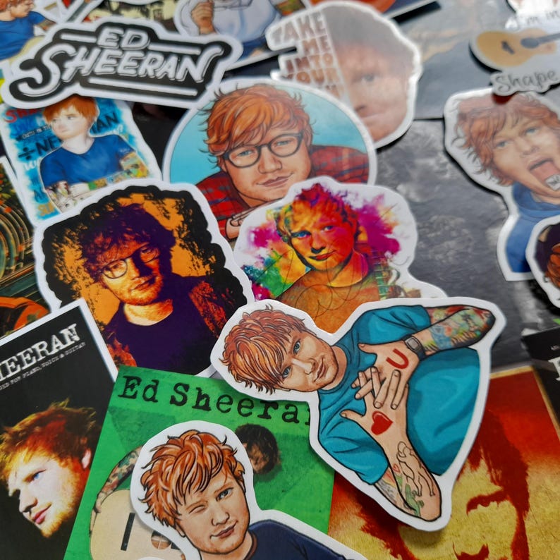 Ed Sheeran Sticker Pack Unique Music Decals for Fans, Laptops, Water ...