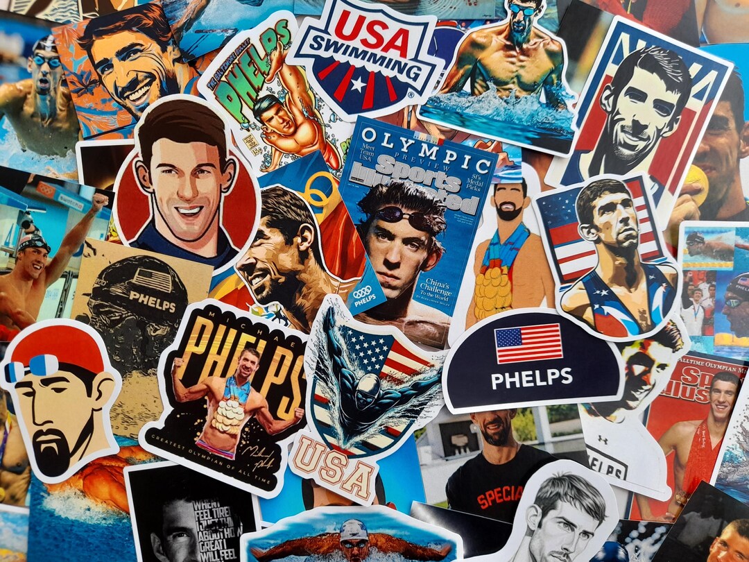 Michael Phelps 45pcs Stickers Pack Iconic Olympic Swimming Champion ...