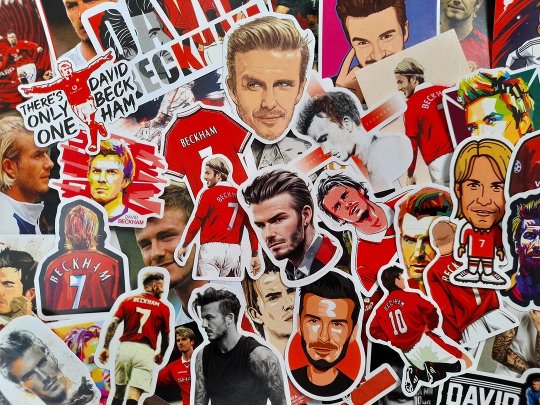 50pcs David Beckham Iconic Sticker Pack Manchester United & England ...