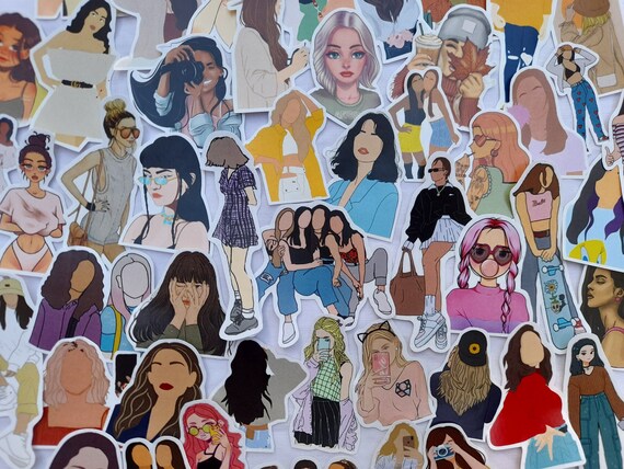 50pcs Girl Aesthetic Ladies Sticker Pack Junk Journal Penpal - Etsy